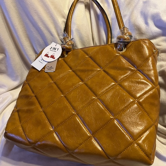 Calin | Bags | Calin Collection Vegan 2 In Convertible Bag Tan | Poshmark